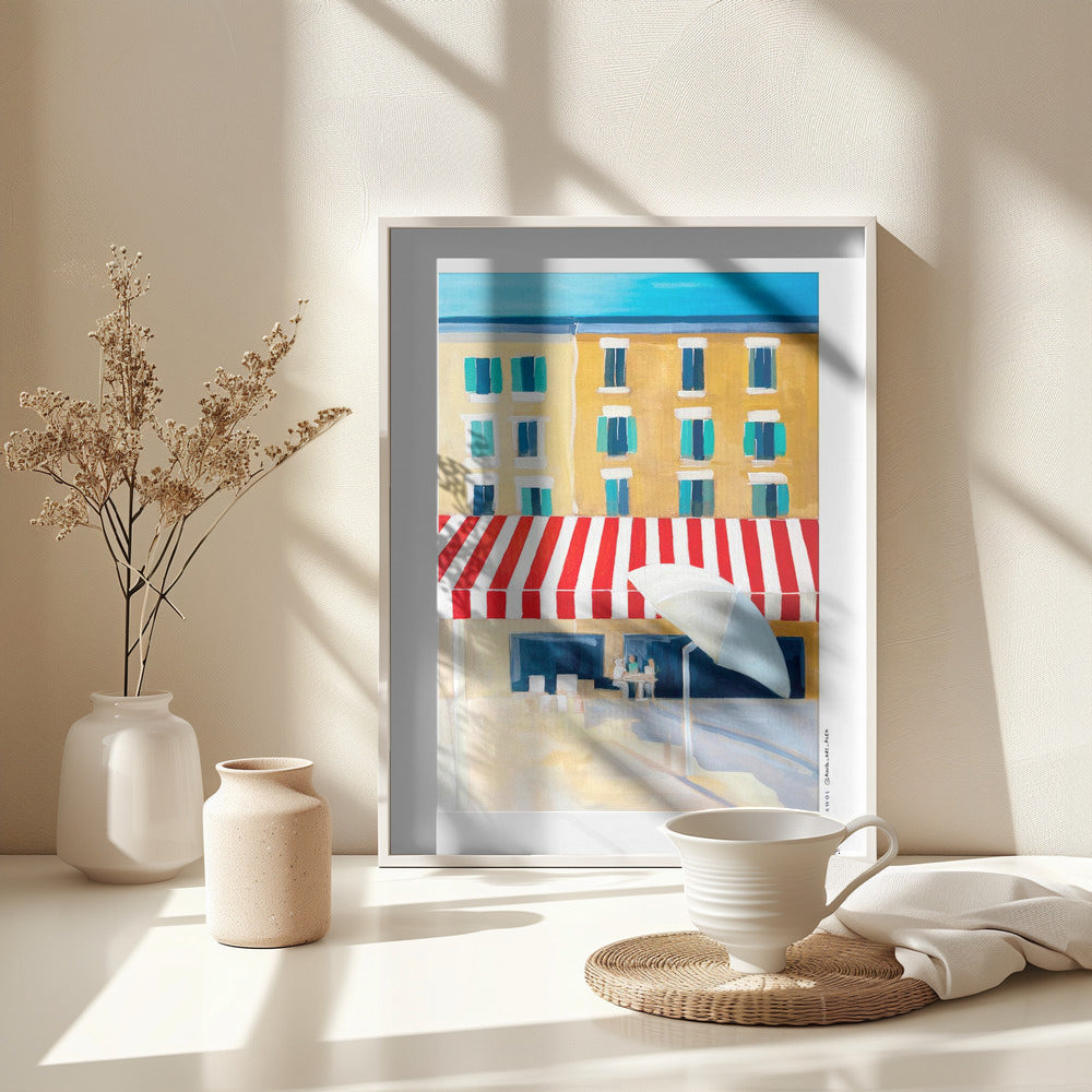 Framed French Riviera Wall Art – Colourful Café Scene in Vieux Nice ...