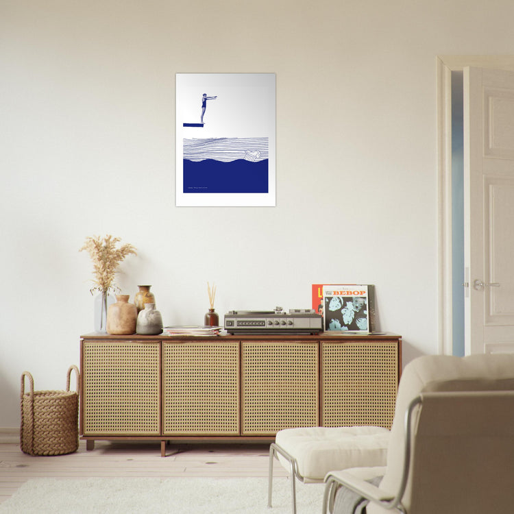 Retro Woman Diving Into The Sea: Mediterranean Travel Poster Print ...