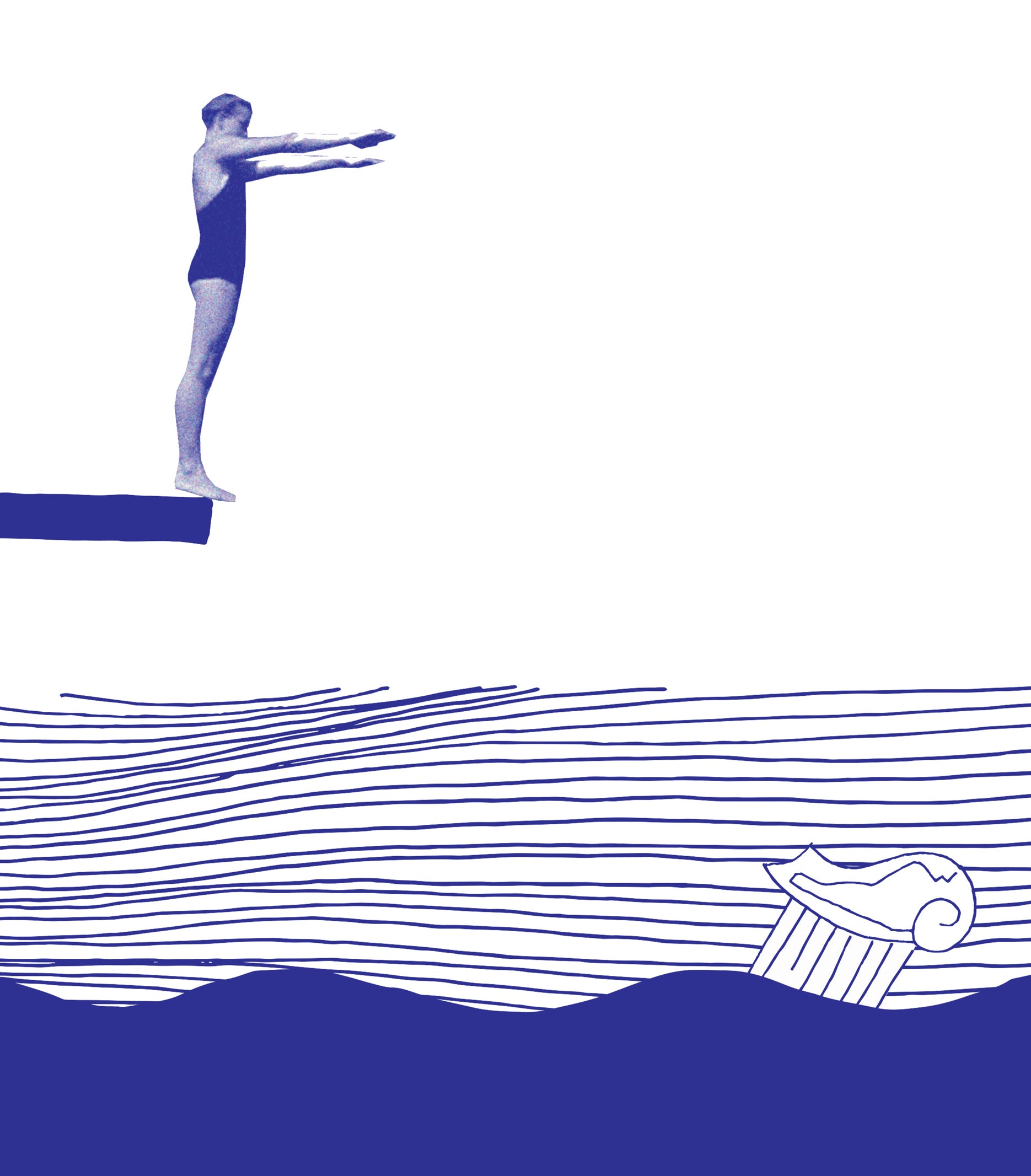 Retro Woman Diving Into The Sea: Mediterranean Travel Poster Print ...